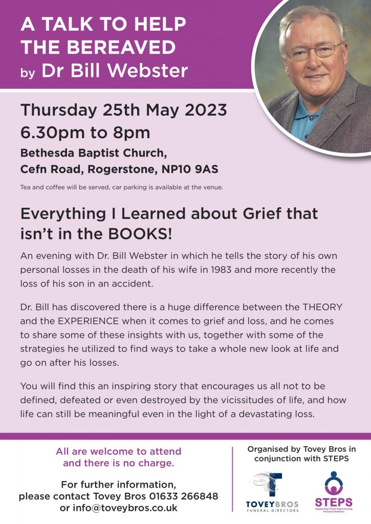 World renowned grief expert Dr Bill Webster to visit Newport - Tovey Bros Funeral Directors In ...